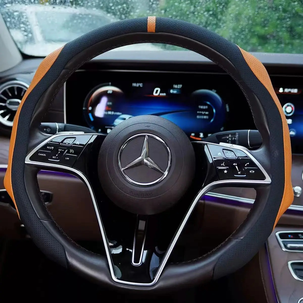 New 15-inch anti-slip Nappa leather two-tone steering wheel cover ...