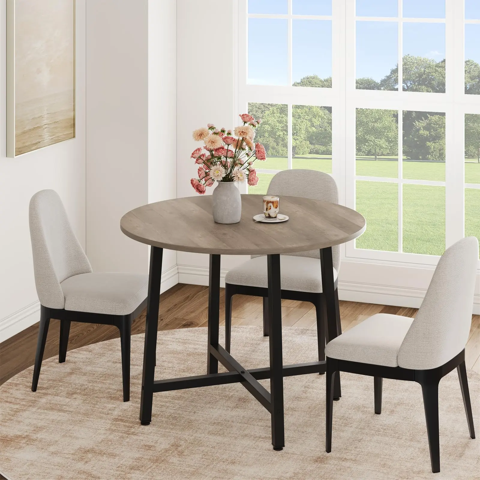 Garvee Small Round Dining Table for 4, 31.5 Inch Kitchen Table Ideal ...