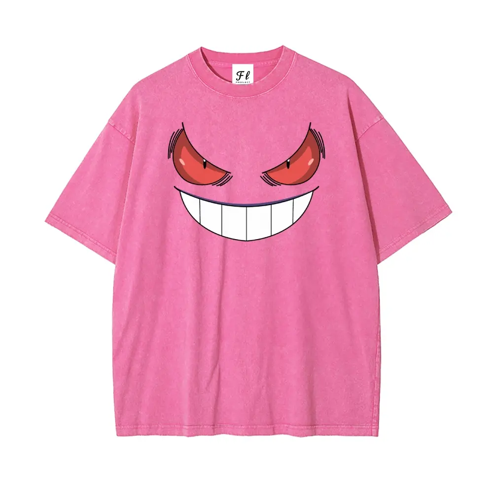 Pocket Monsters Big Evil Grin Face Graphic Washed T-Shirt, Vintage ...