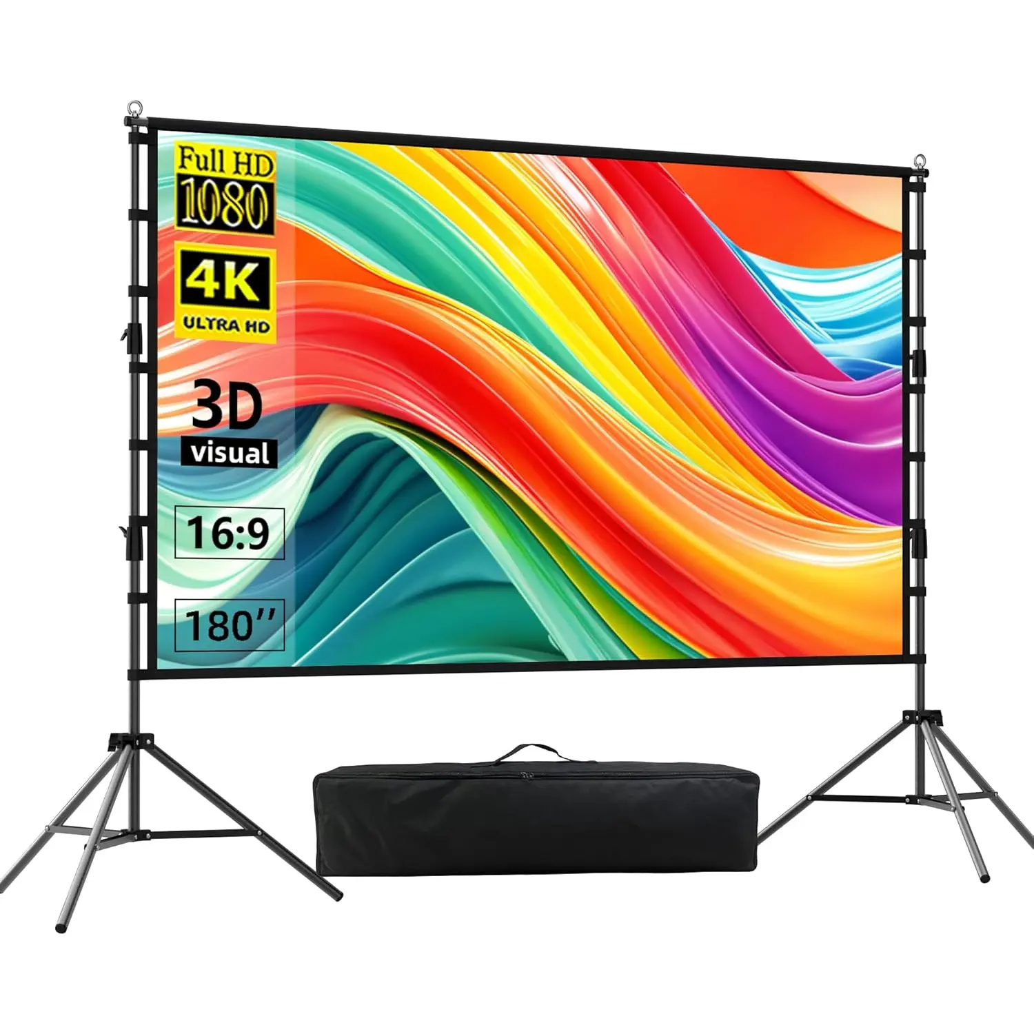 180 inch Projector Screen and Stand, 15FT Large Indoor Outdoor Movie ...