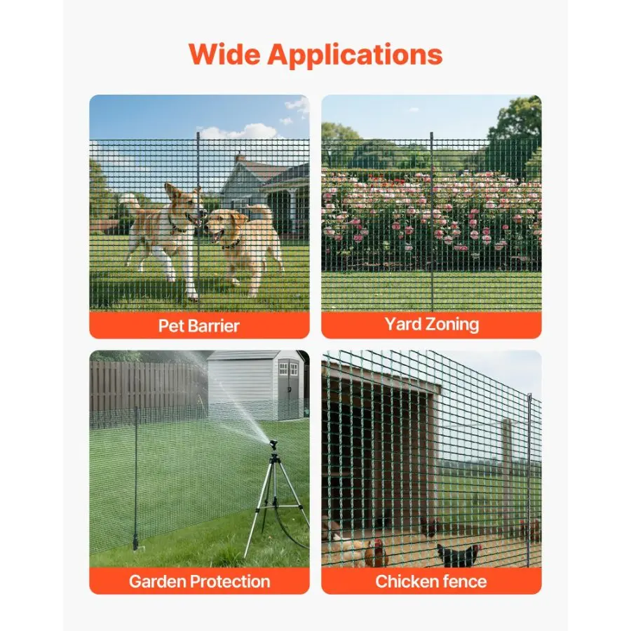 fathersdaygift VEVOR Temporary Fence with Posts, 3x 49.2 FT Plastic ...