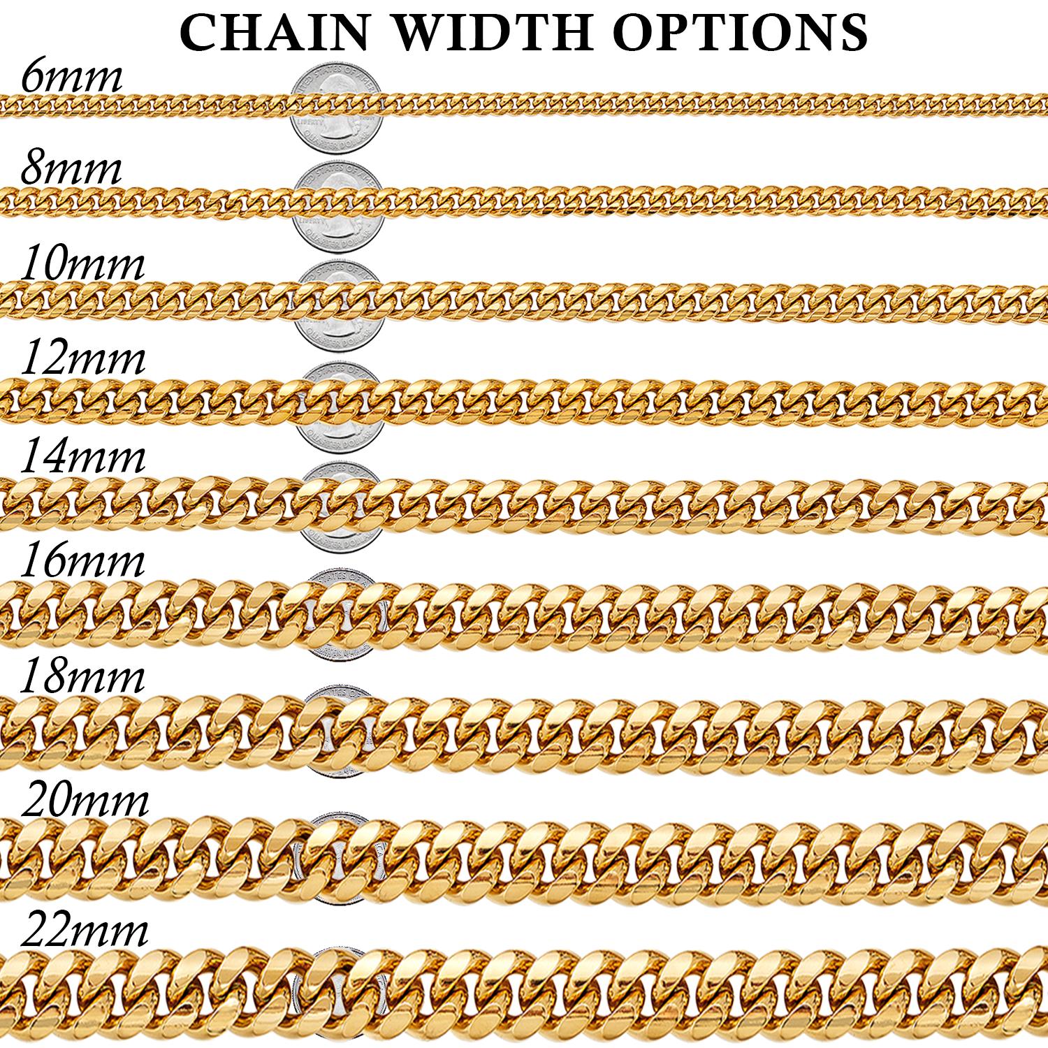 18K Gold Plated Heavy Mens Soild Cuban Link Chain Necklace and Bracelet ...