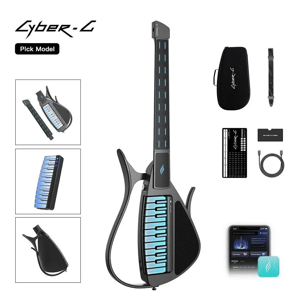 【Enya CYBER-G Stringless Smart Guitar】 Portable Foldable Travel Guitar ...