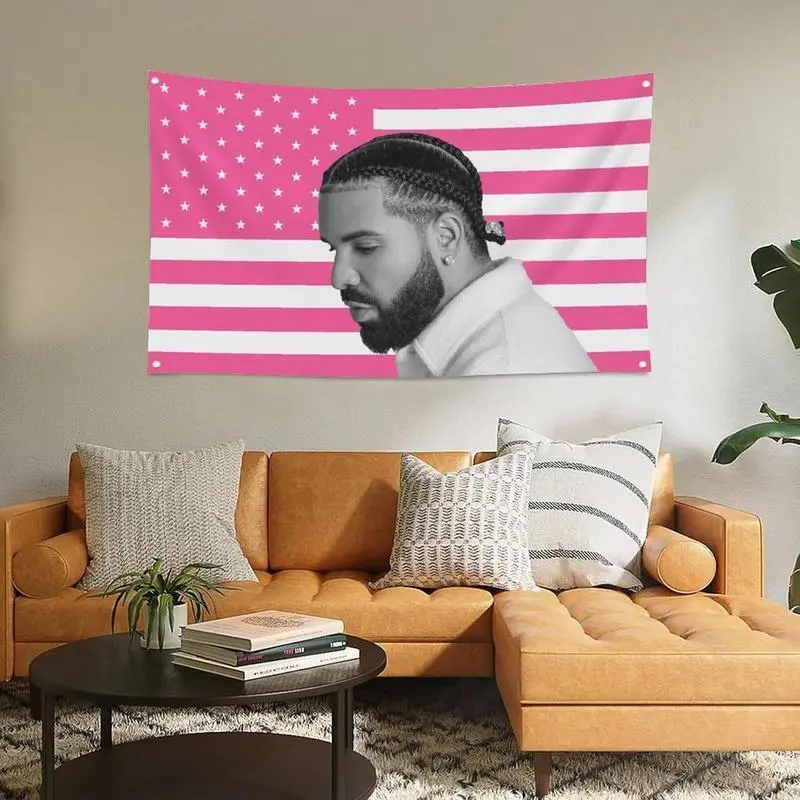 Rapper Drake Pink America Flag Funny Tapestry For Decorate Clubs ...