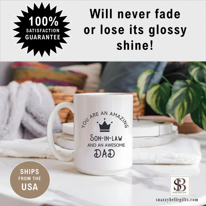 Personalized Son-in-Law and Dad Mug: Custom Name Gift for Inlaw ...