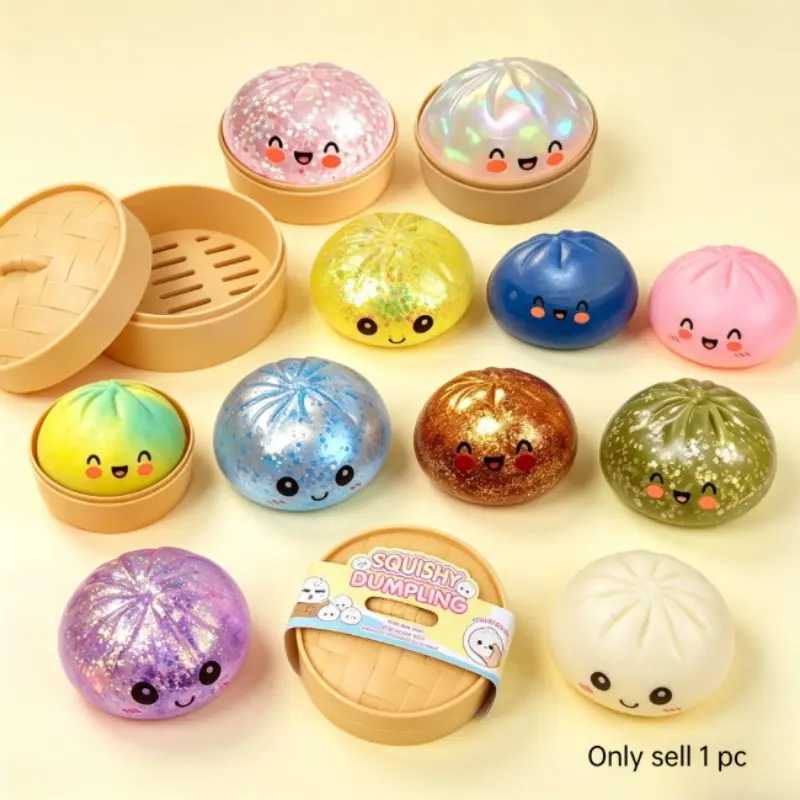 [Blind Box] 2026 New Glitter Dumpling Squishy with Steamer Box, Soft ...