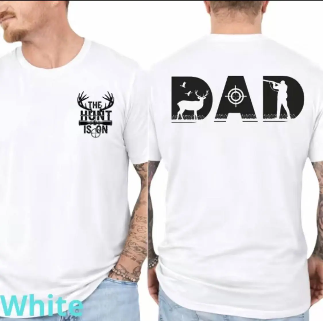 Hunting Dad T-Shirt, "The Hunt Is On" Deer Hunter Graphic Tee, Father's ...