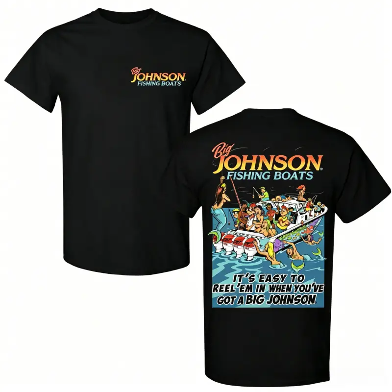 Big Johnson Fishing Boats Graphic T-Shirt – Vintage Funny Fishing Tee ...