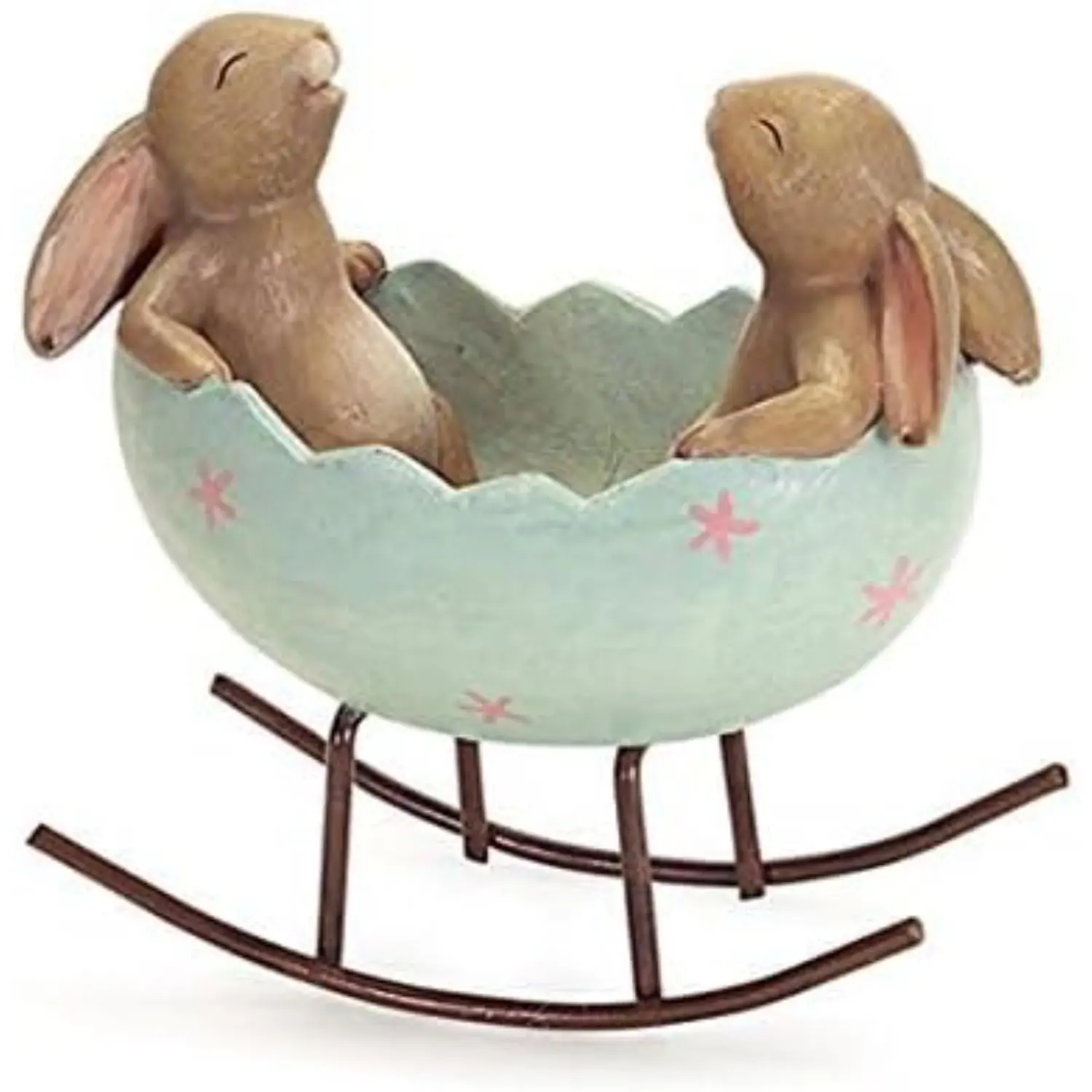Laughing Bunny Rabbits Rocking in an Easter Egg Cradle Spring Easter ...