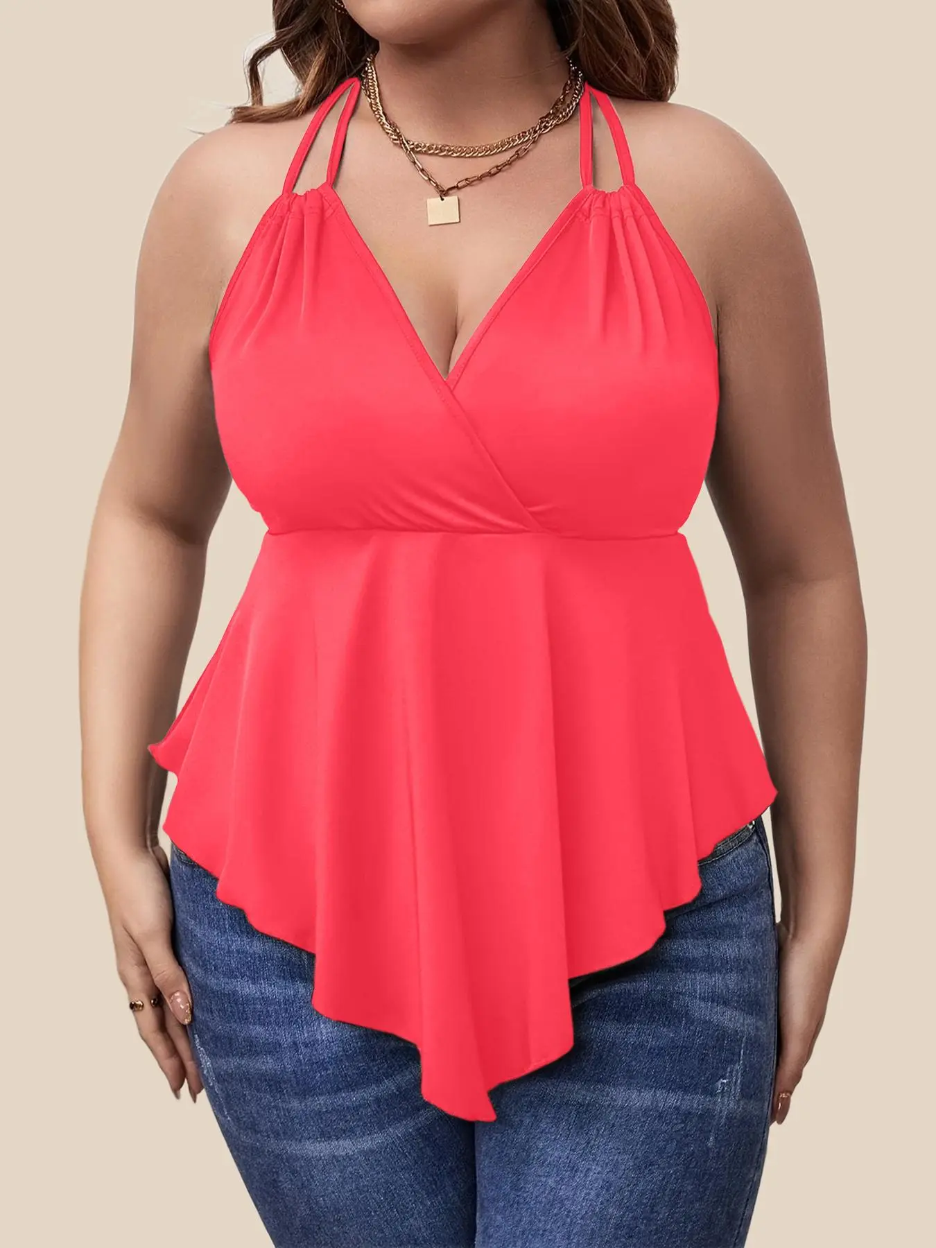 【Plus Size】 Solid Color Top, Casual Fashion Sleeveless Top for Daily ...