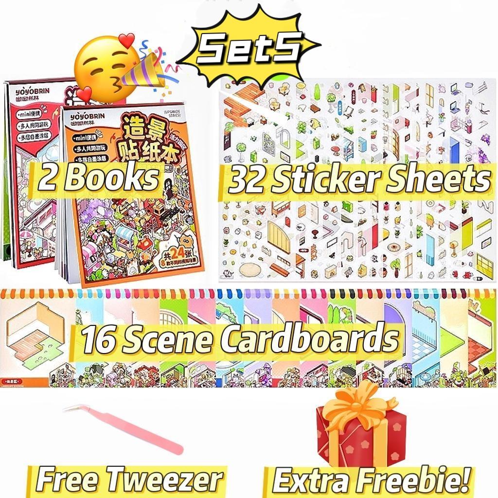 [Mini Sticker Scene Books] Handheld Sticker Scene Books, Tweezer and ...