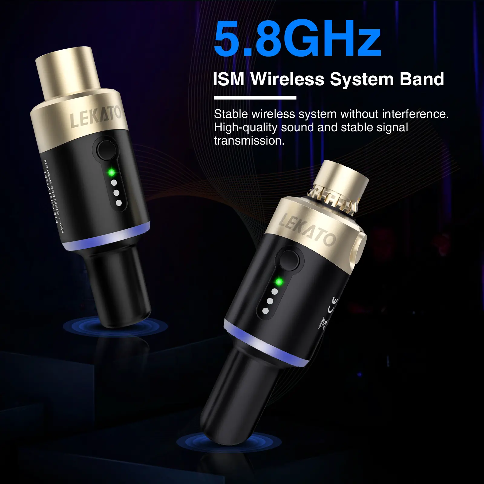 LEKATO MW-1 5.8Ghz PRO Wireless Microphone Transmitter Receiver Set ...