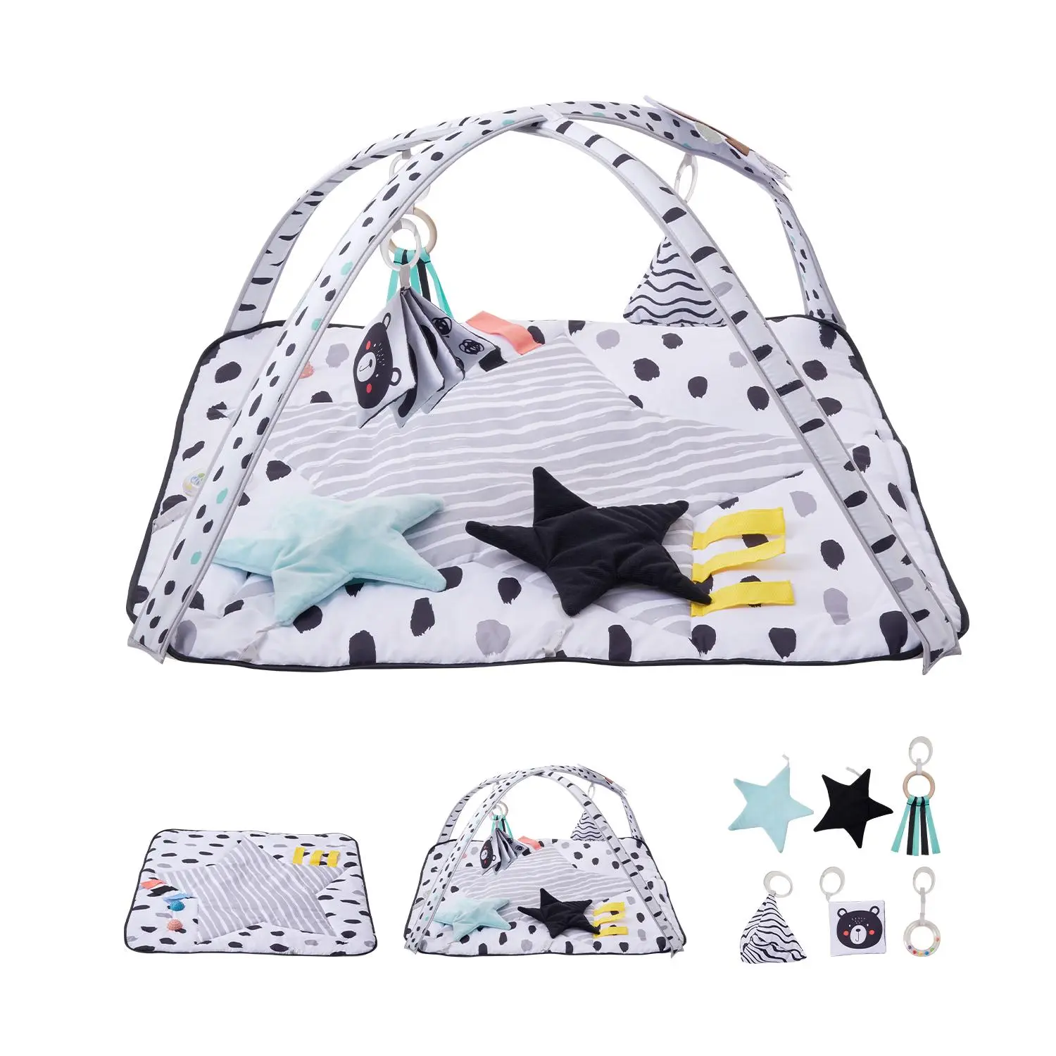 VEVOR Baby Play Gym Mat, , Tummy Time Mat with 6 Sensory Toys, Baby ...