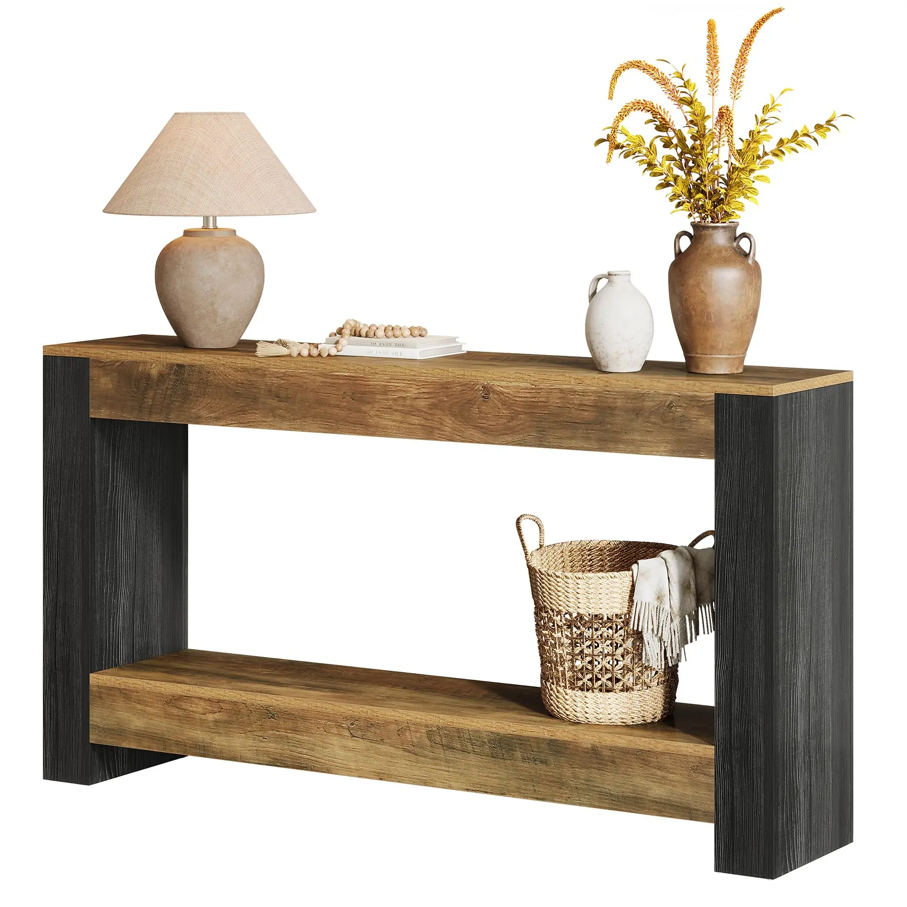 Tribesigns Rustic Brown & Black 63-Inch Console Table - TikTok Shop