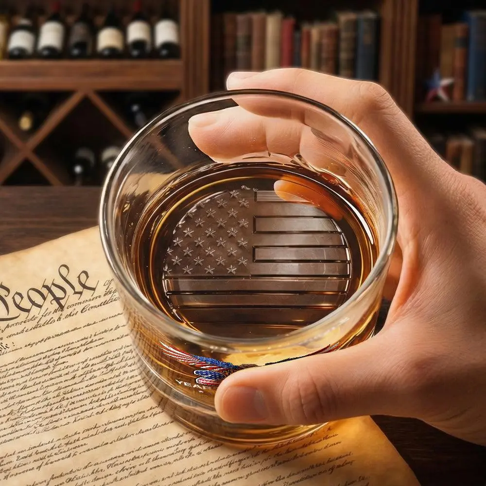 250 Years of Freedom, 1776 2026 Eagle Printed Whiskey Glass Patriotic ...