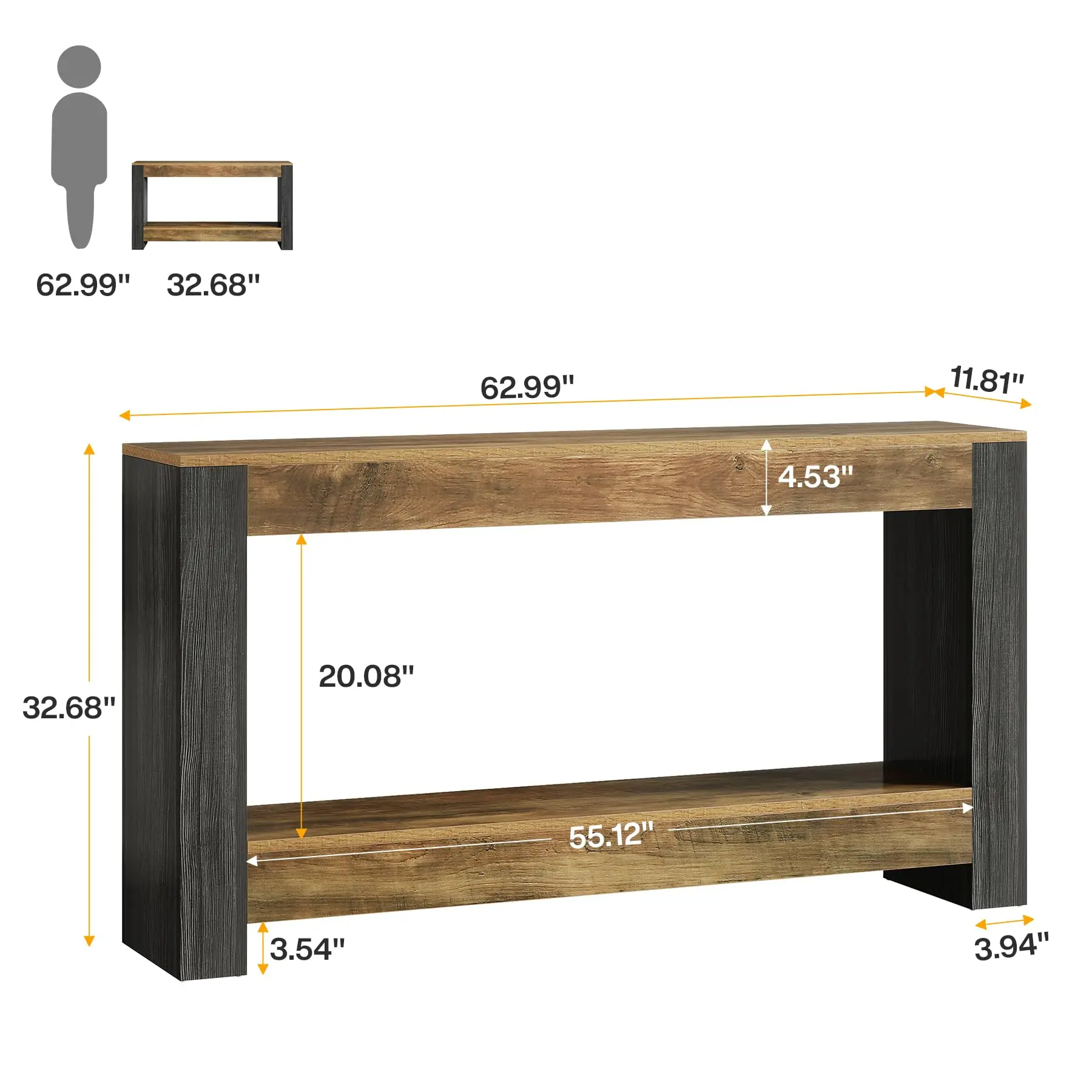 Tribesigns Rustic Brown & Black 63-Inch Console Table - TikTok Shop