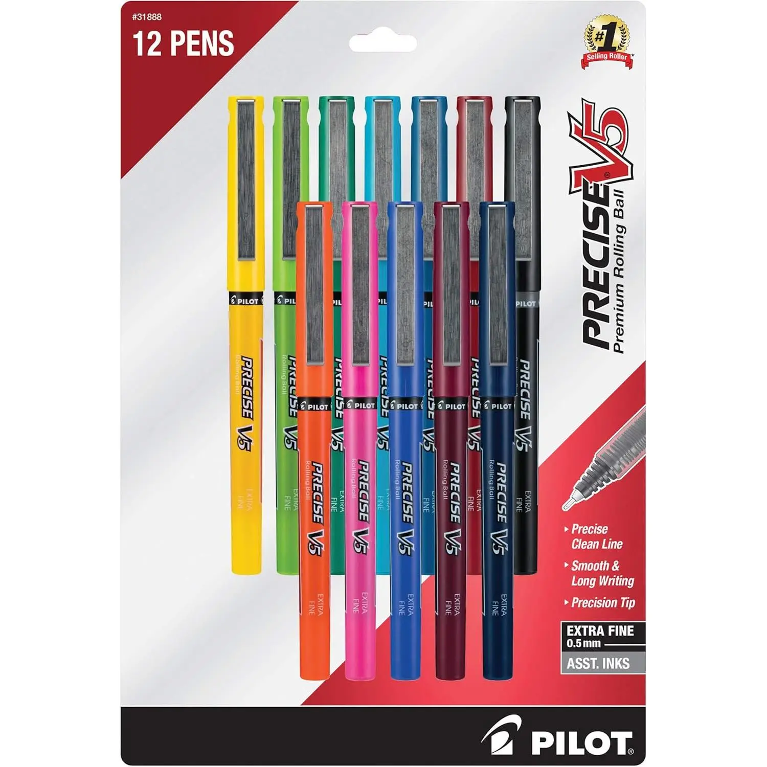 Pilot, Precise V5, Capped Liquid Ink Rolling Ball Pens, Extra Fine ...
