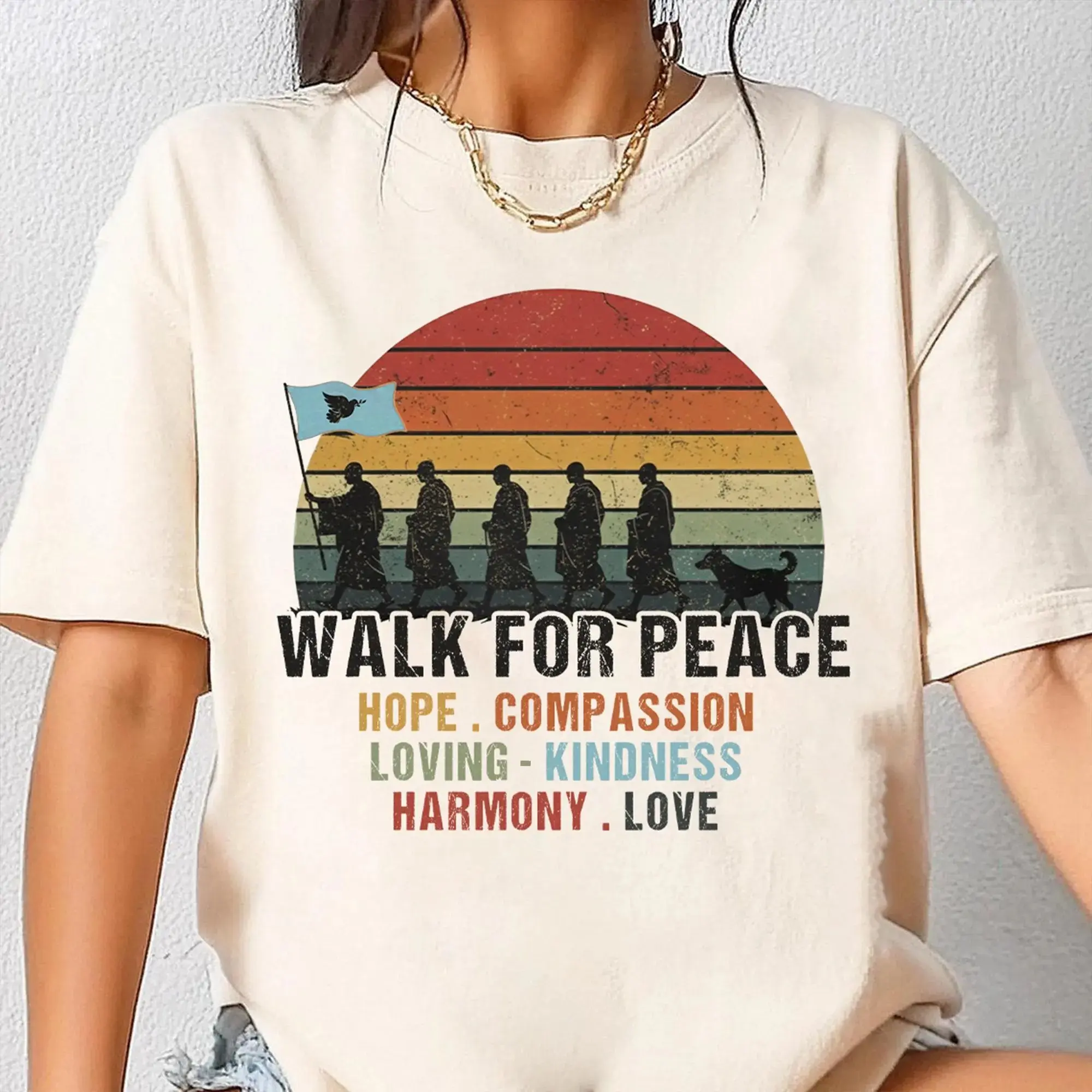 Buddhist Monks Walk For Peace Shirt, Zen Aesthetic Peace Advocate Shirt ...