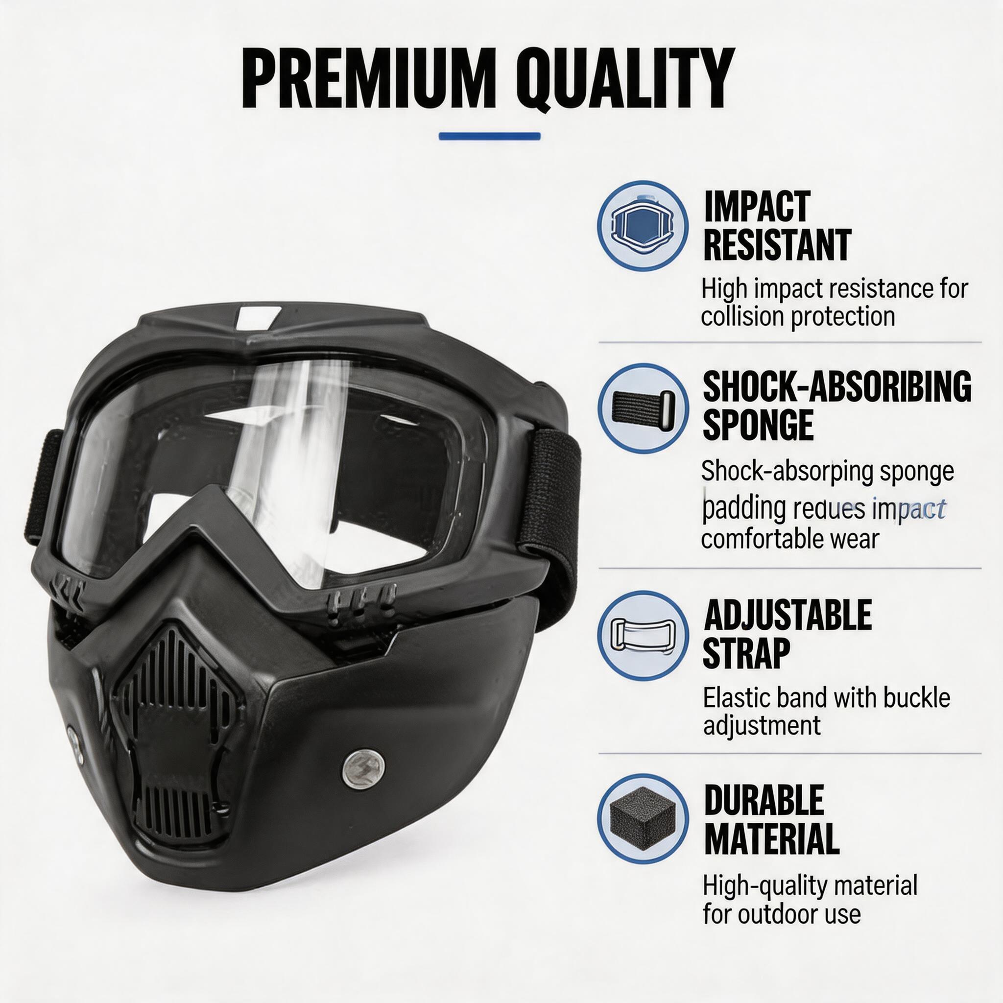 Unisex Detachable Impact-Resistant Skull Face Mask, UV400 Anti-Wind ...