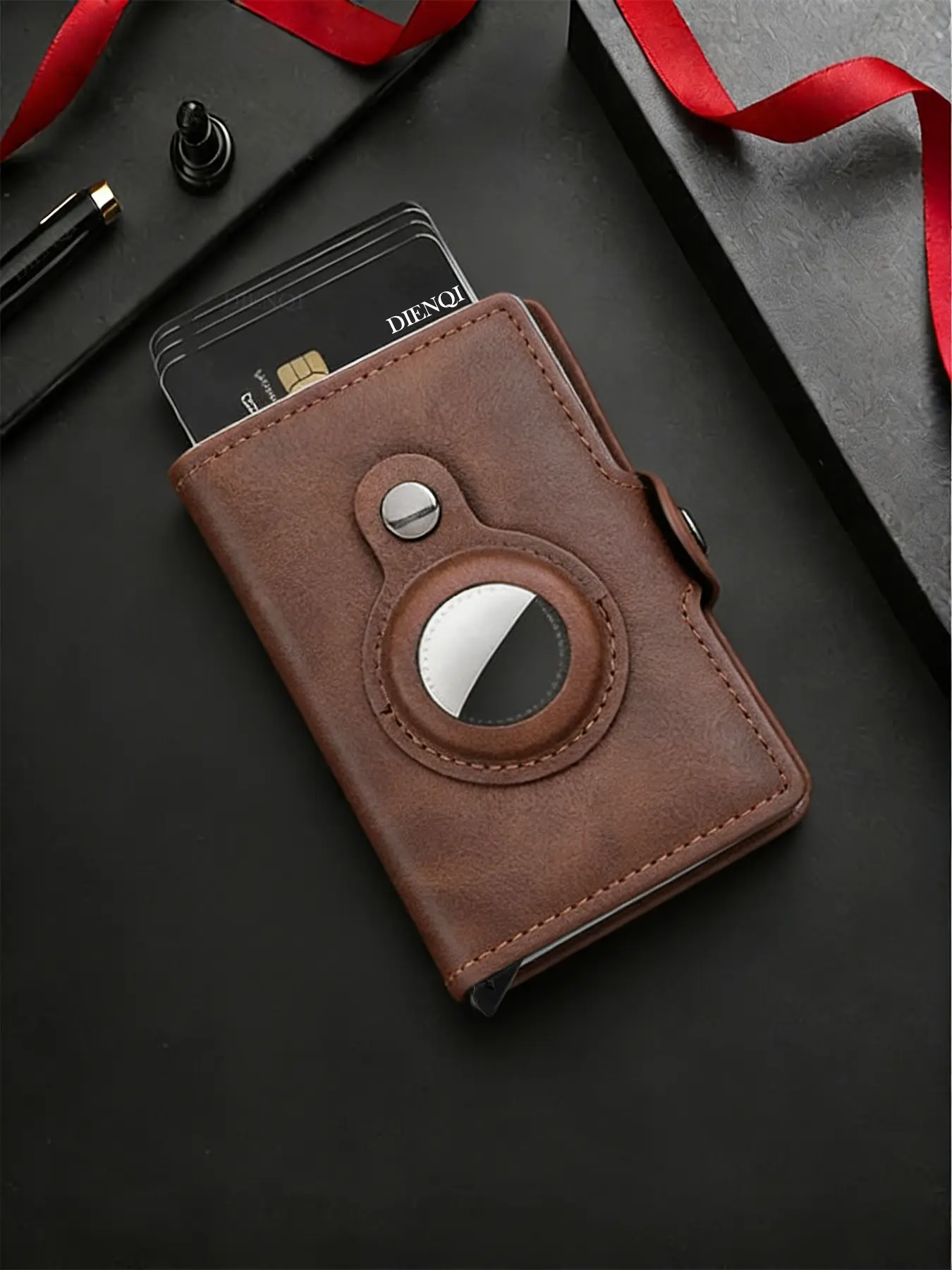 Men Wallet for Apple Airtag, RFID Blocking Card Holder, Pop Up Slide ...