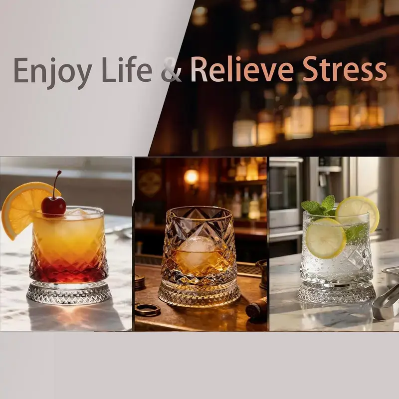 1pc Thick Base Rotating Whiskey Glass, Unique Gift for Men & Father’s ...