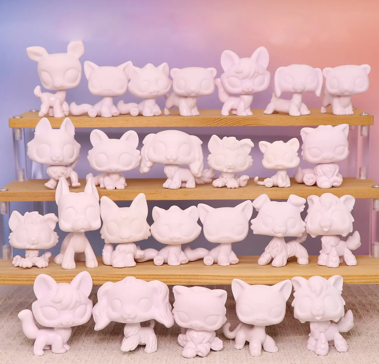 DIY Custom Blank Bobble-head Action Animal Figures Kit White Base Model ...