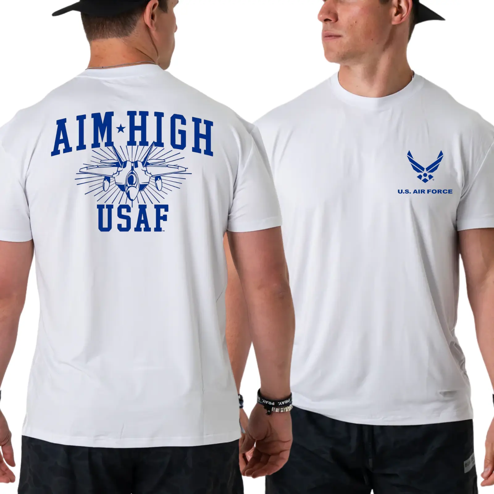 U.S. Air Force Aim High T-Shirt, Fighter Jet Graphic 2 Sides with USAF ...