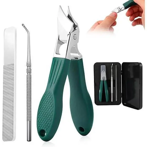 NUVARY Eagle Beak Beveled Nails Clippers, 3-Piece Sets of Wide Jaw ...
