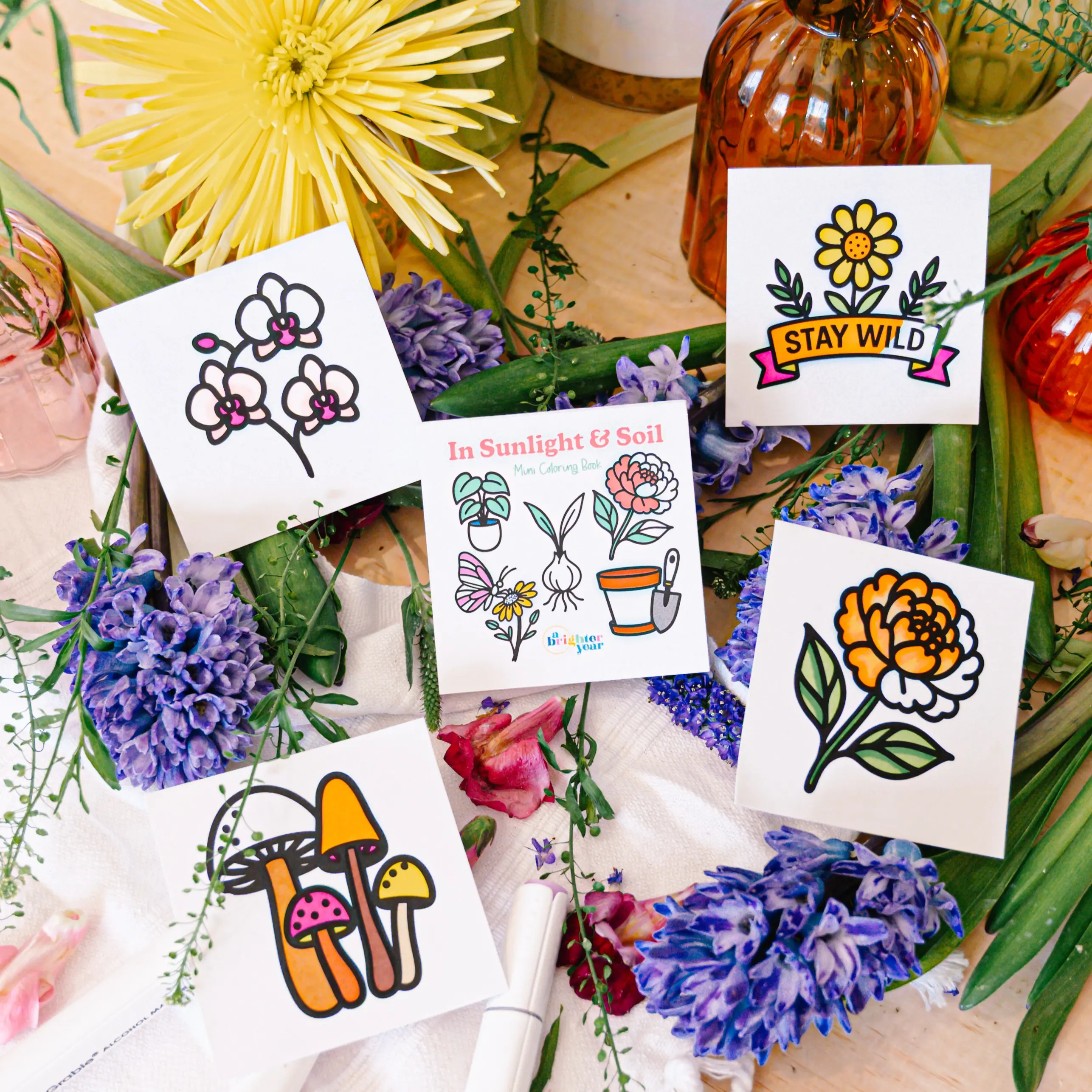 In Sunlight & Soil Mini Coloring Book - Plants, Garden, Flowers Themed ...