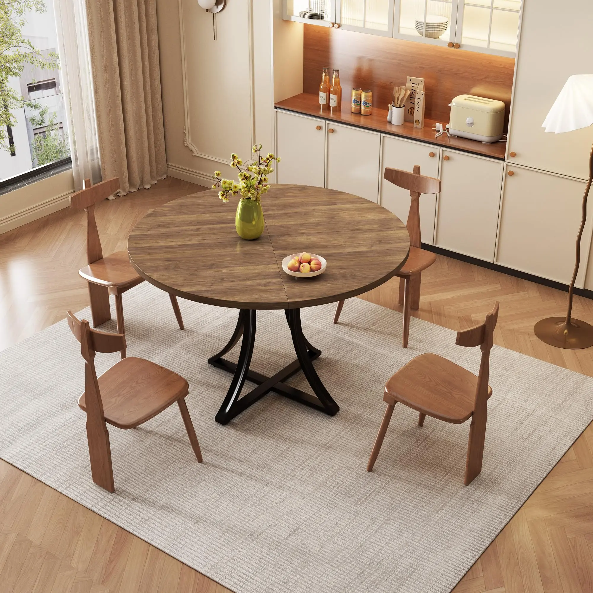 Round Dining Table for 2-6 People, 40 Inch Kitchen Table with Wooden ...