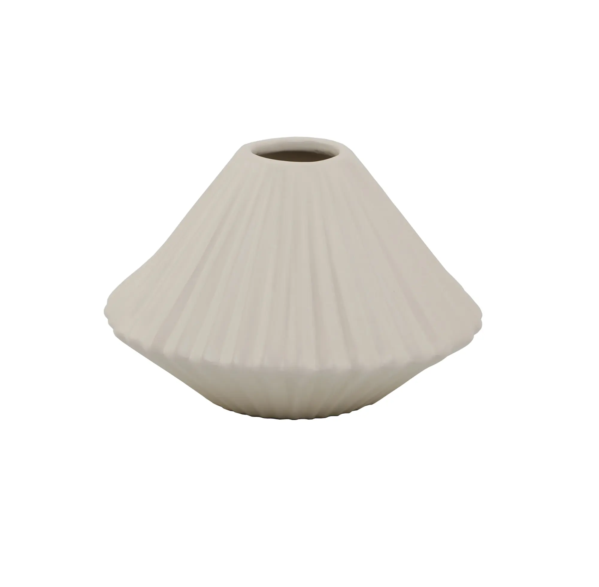 Pleated Ceramic Vase 6.25" Cream Nature Decor for Plants Hand-Crafted ...