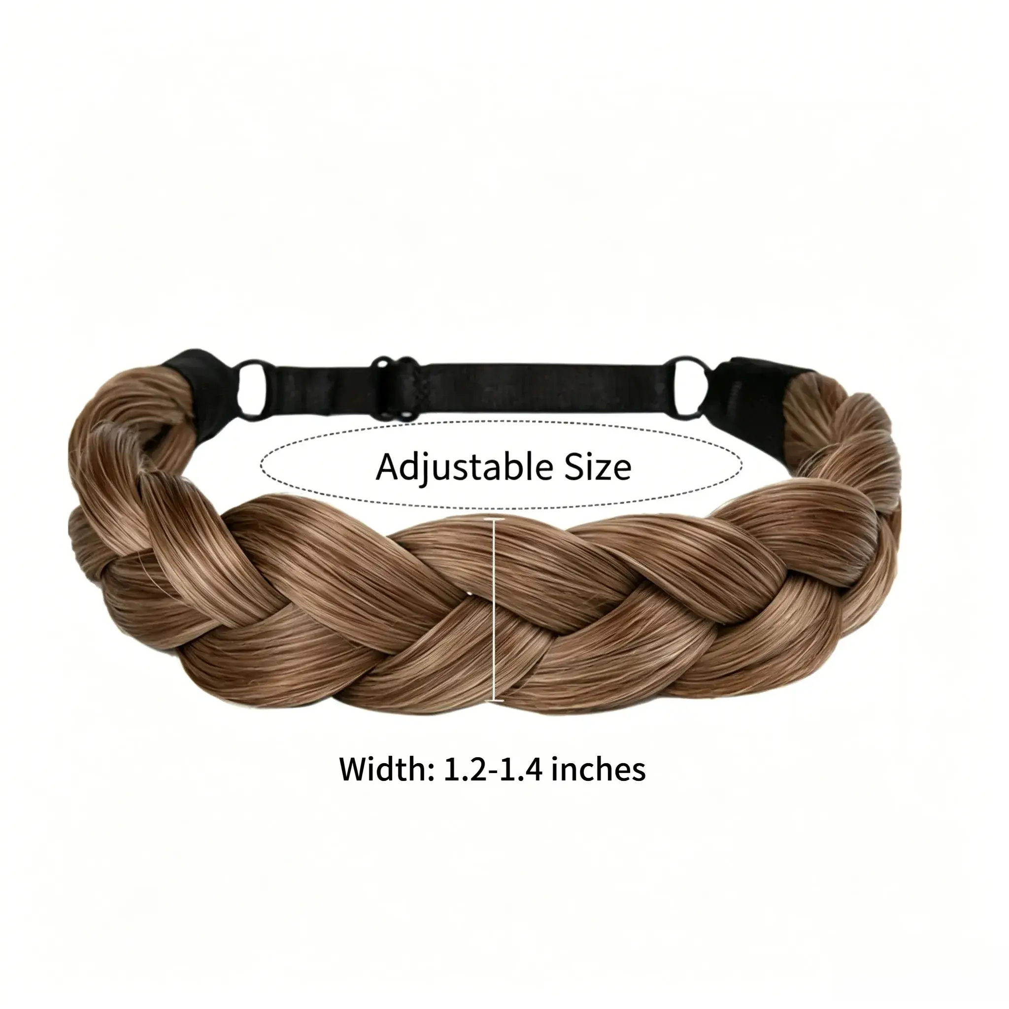 European American Hand‑Braided Headband Wig, Faux Hair Fishbone Braid ...