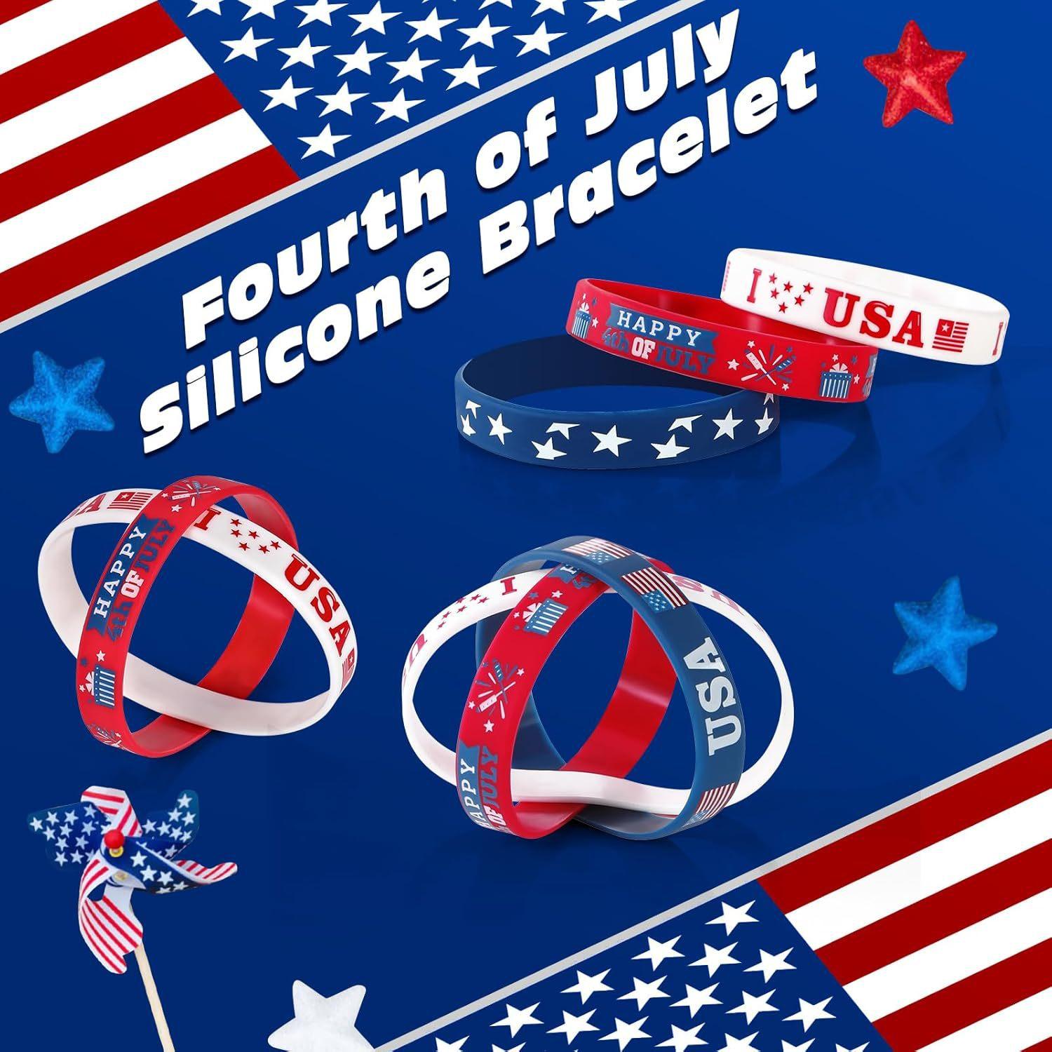 6 Pcs Independence Day Decorative Wrist Bracelets, Arm Decorations, USA ...