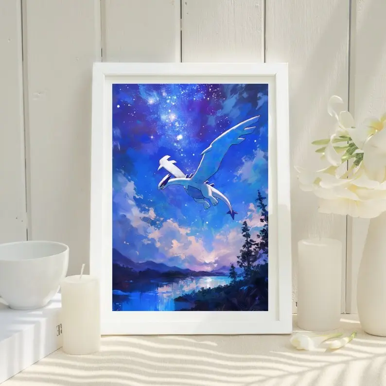 Lugia Poster, Unframed Wall Art, Anime Tapestry, Gifts for Fanart ...