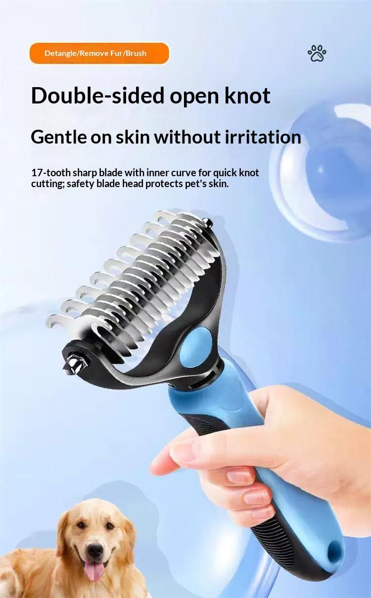 Pain-Free Dematting Undercoat Rake for Pets, Double-Sided Shedding ...