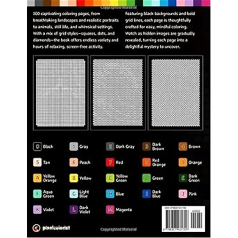 Color by Number Mysteries: 100 Unique Black Backgrounds Squares ...