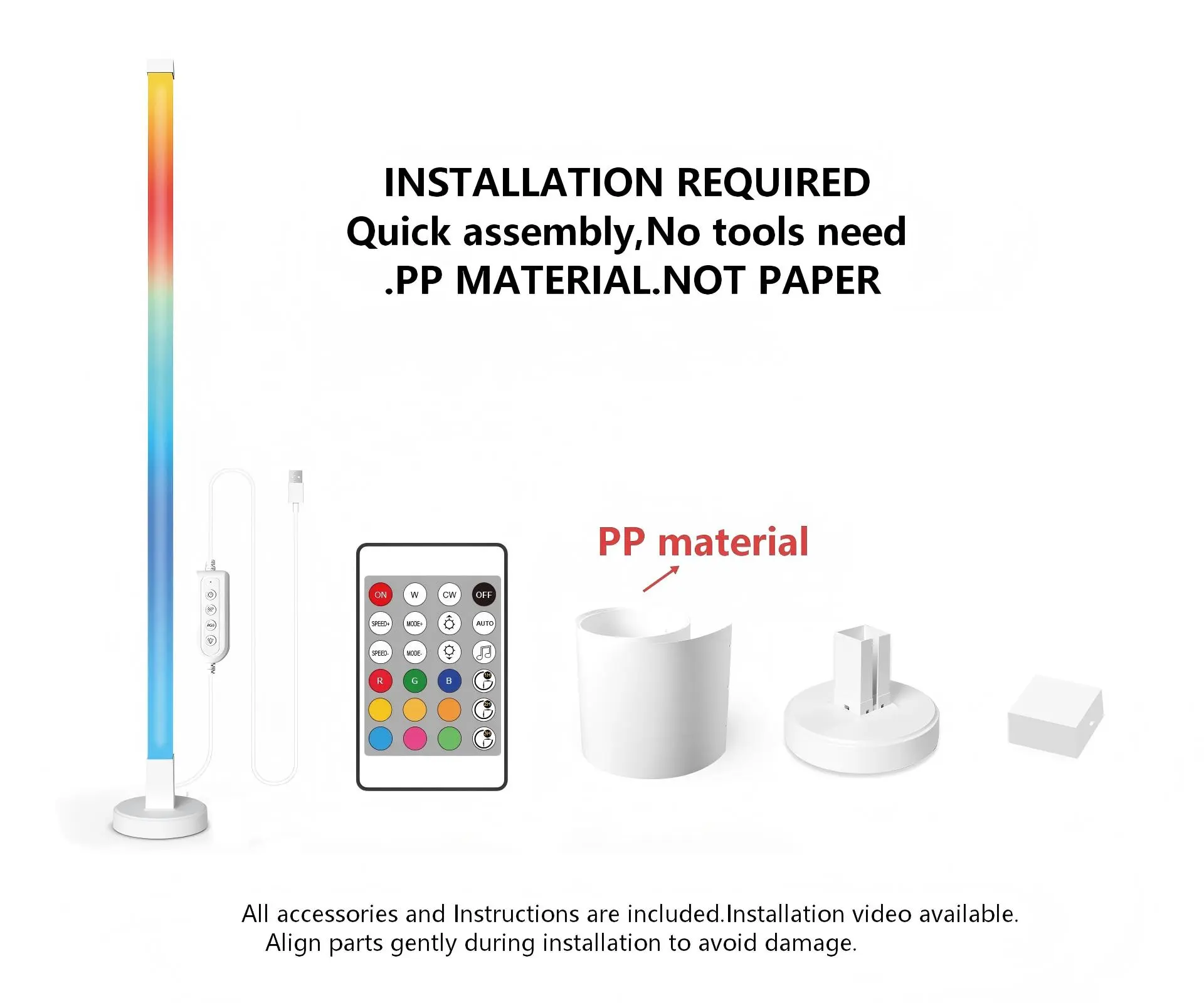 1.2m Corner Floor Lamp, Smart PP RGB LED Corner Lamp with App & Remote ...