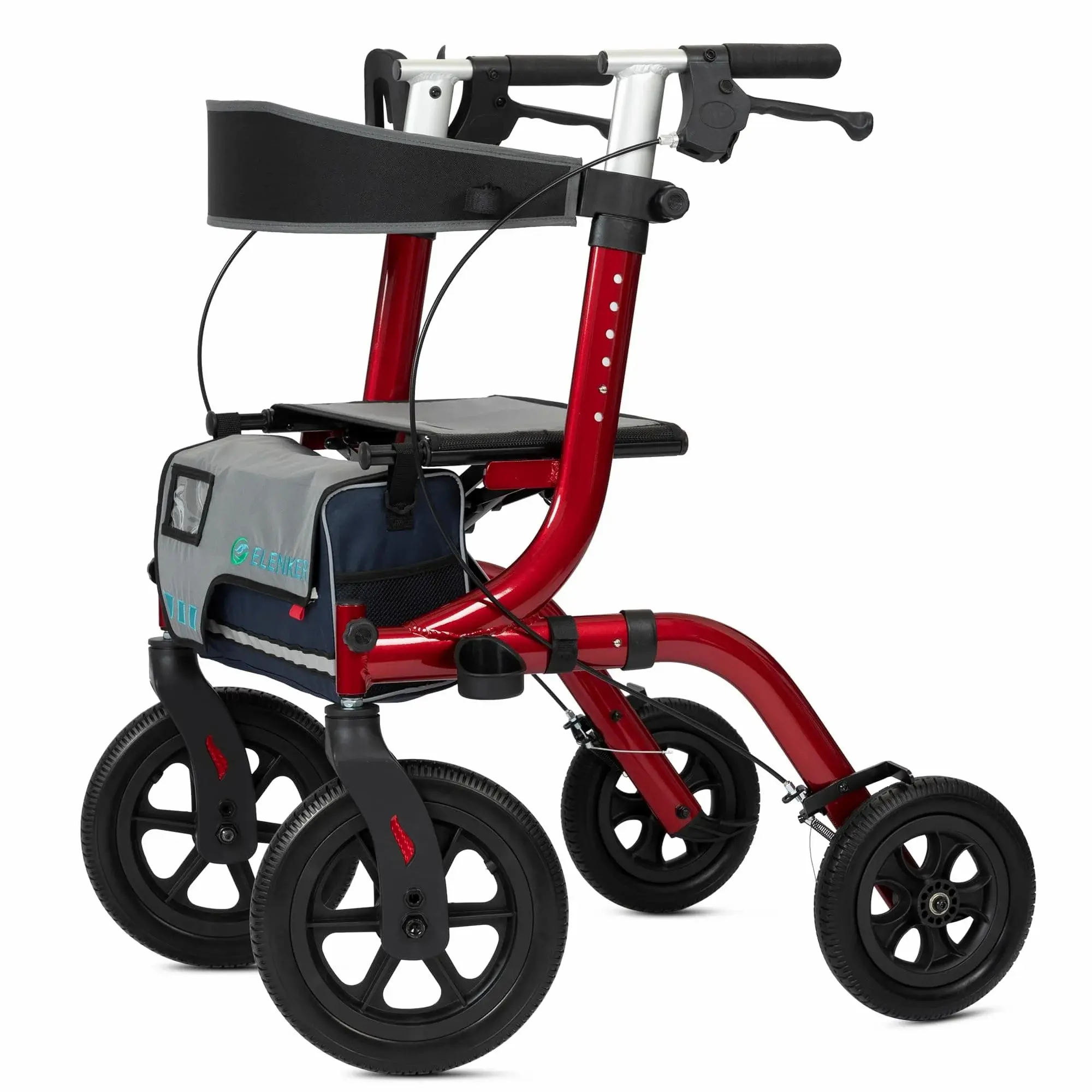 ELENKER All-Terrain Rollator Walker with Seat, Outdoor Rolling Walker ...