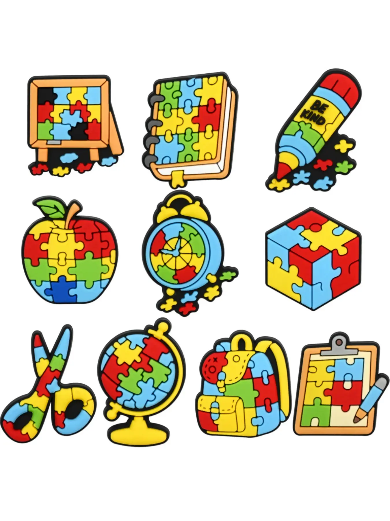 Autism Theme Cartoon Jewelry Set, Shoe Charms & Bag Accessories ...