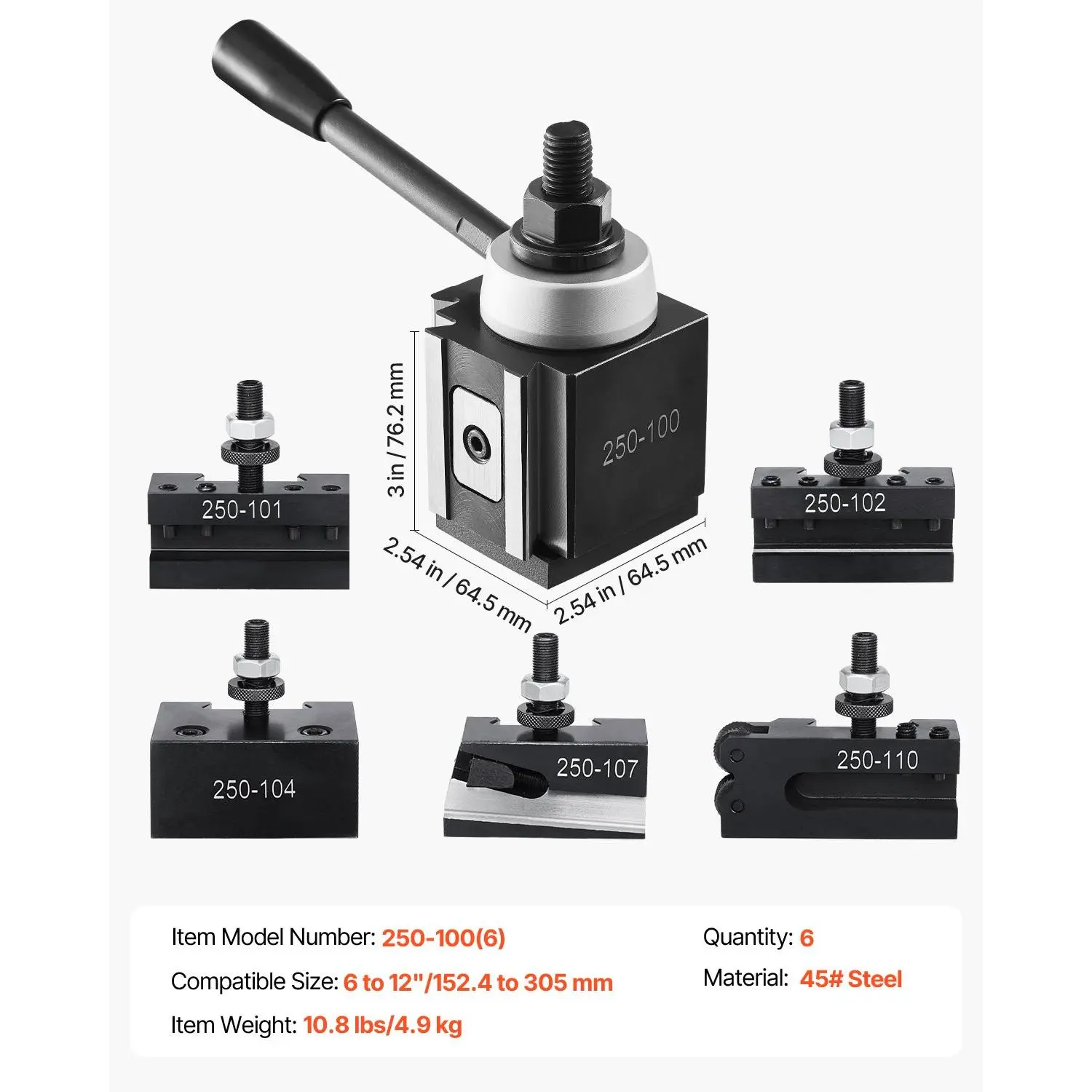 SummerWinsVEVOR Quick Change Tool Post Set, 6 Pcs, Includes Lathe Tool ...