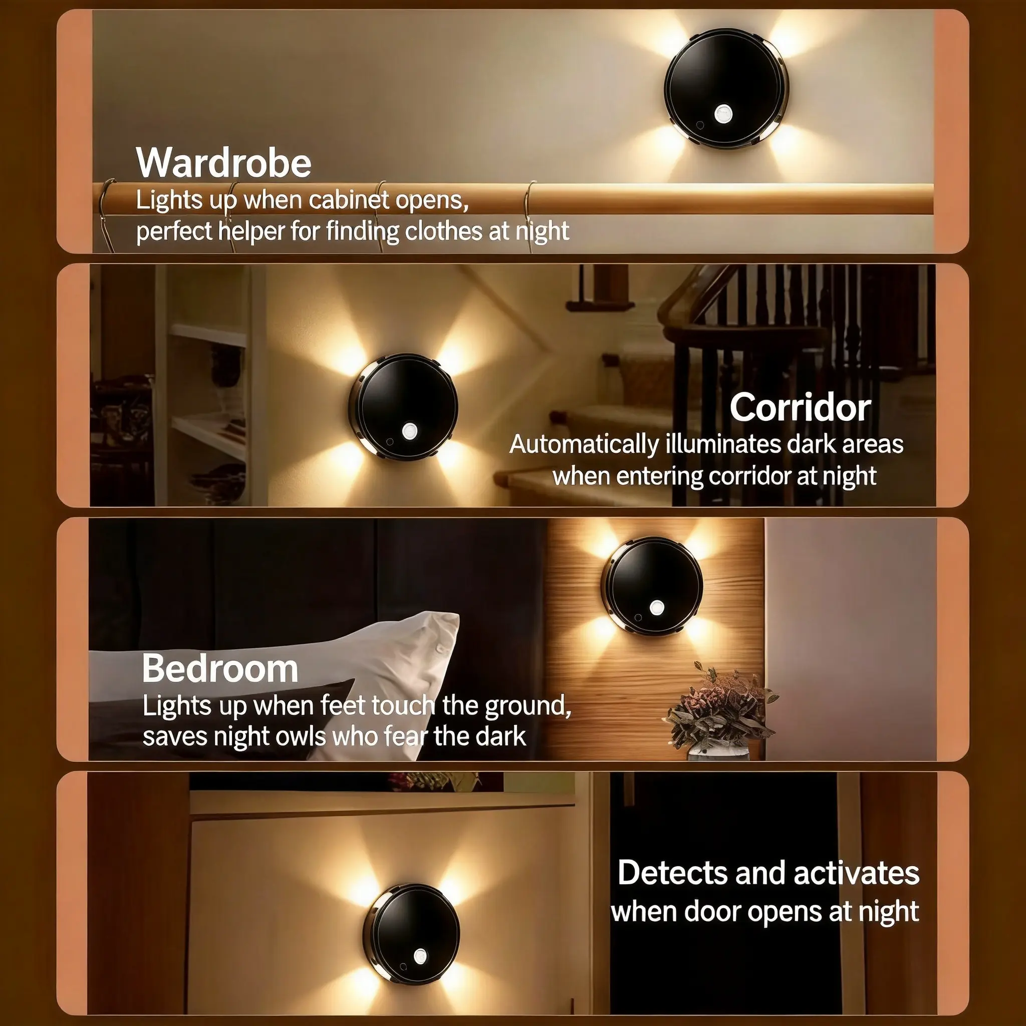 Modern Indoor Motion Sensor LED Night Light - TYPE-C Rechargeable ...