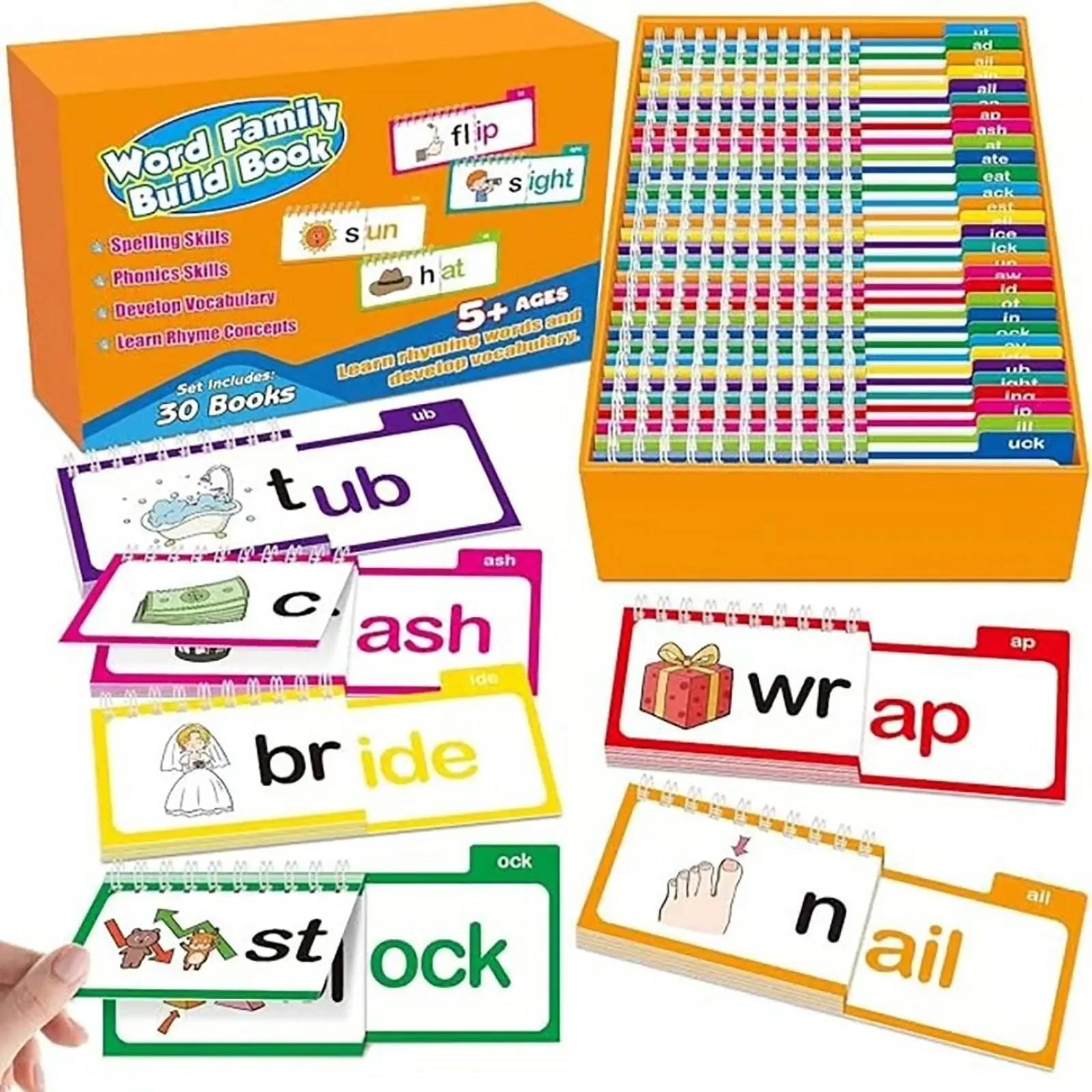 ABC Vocabulary Flashcards 30 Children's Rhyming Flip Books for Reading ...