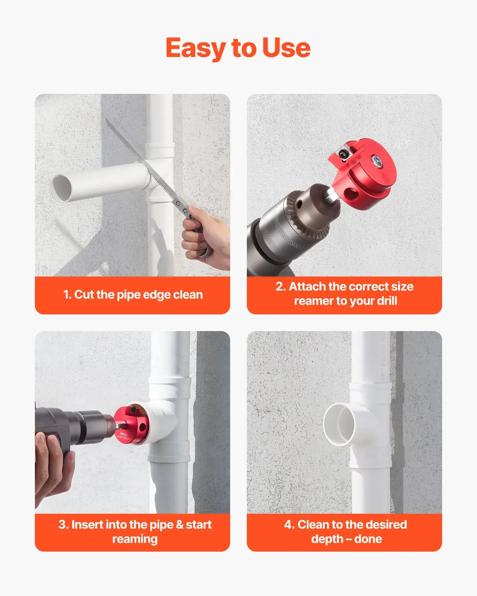 【fathersdaygift】VEVOR PVC Pipe Reamer Kit, 9-Piece, PVC Fitting Socket ...