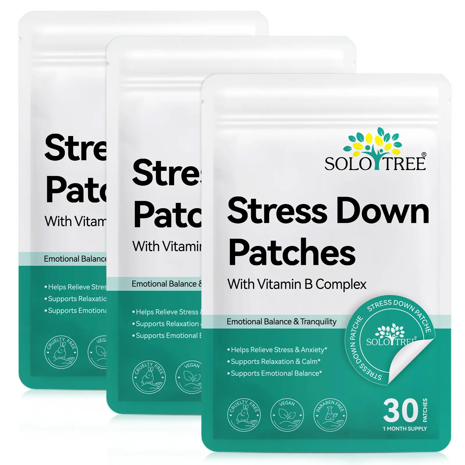 Solotree Stress Relief Patches, 30pcs Per Pack, Turmeric & Licorice ...