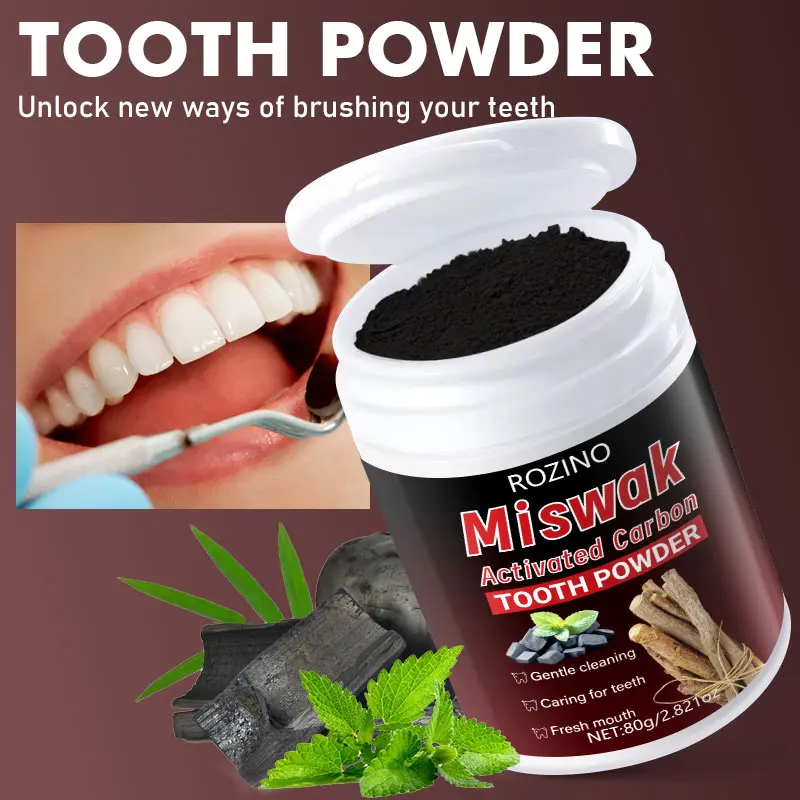 ROZINO Arakshu Tree Activated Charcoal Tooth Powder - Gentle Cleaning ...