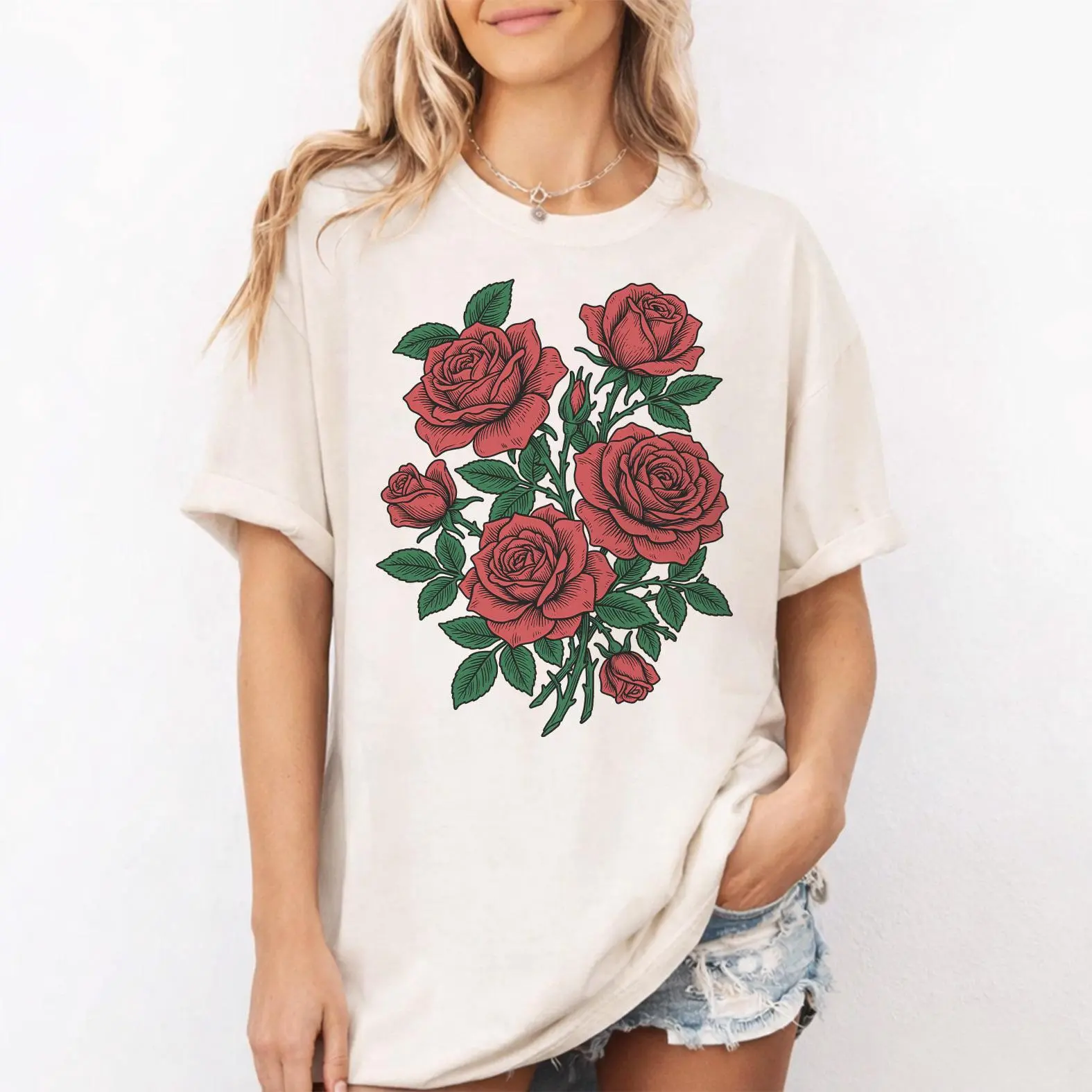 Comfort Colors Red Rose Shirt, Floral Rose Graphic Tee, Gift for Flower ...
