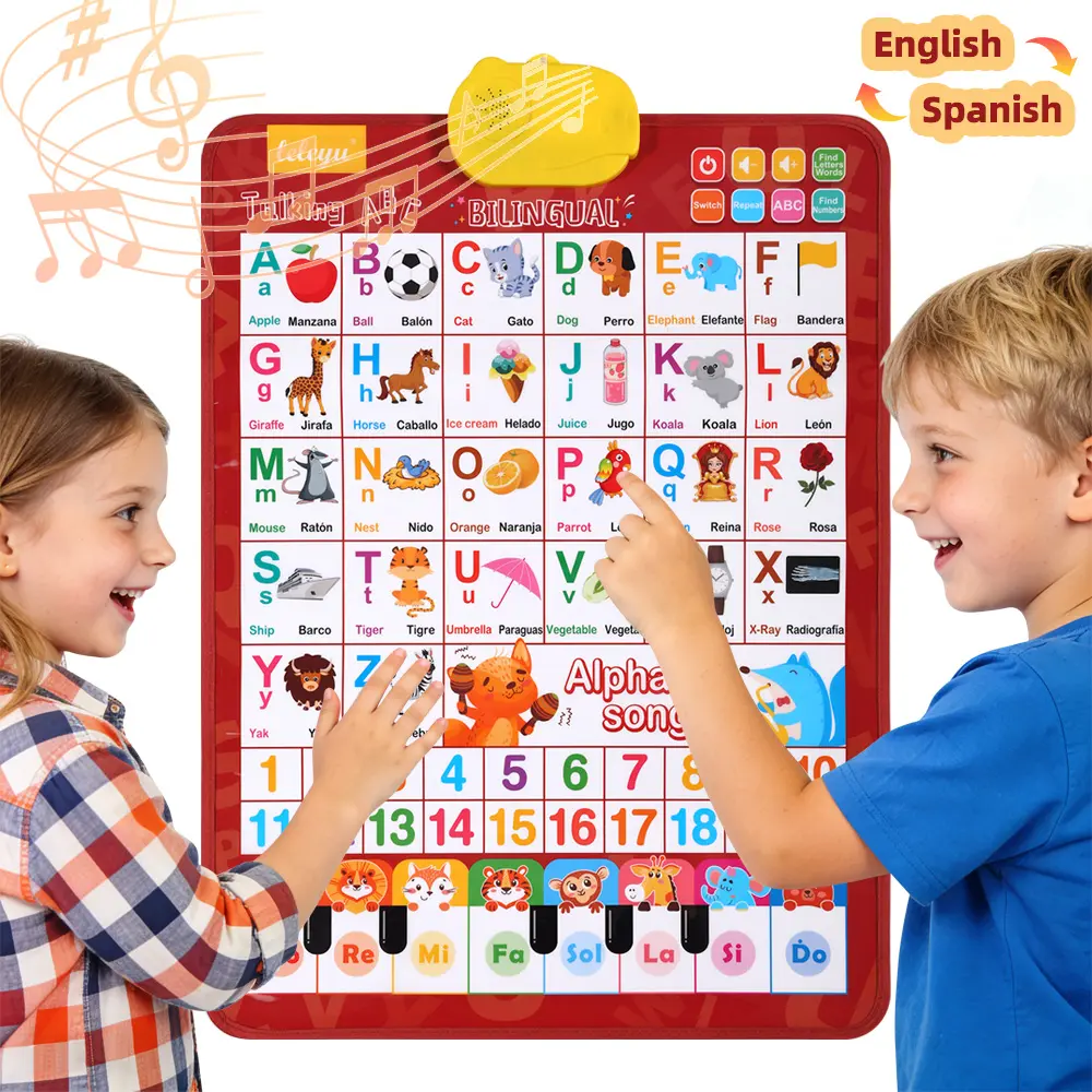 Interactive Bilingual Alphabet Wall Chart for Kids - English & Spanish ...