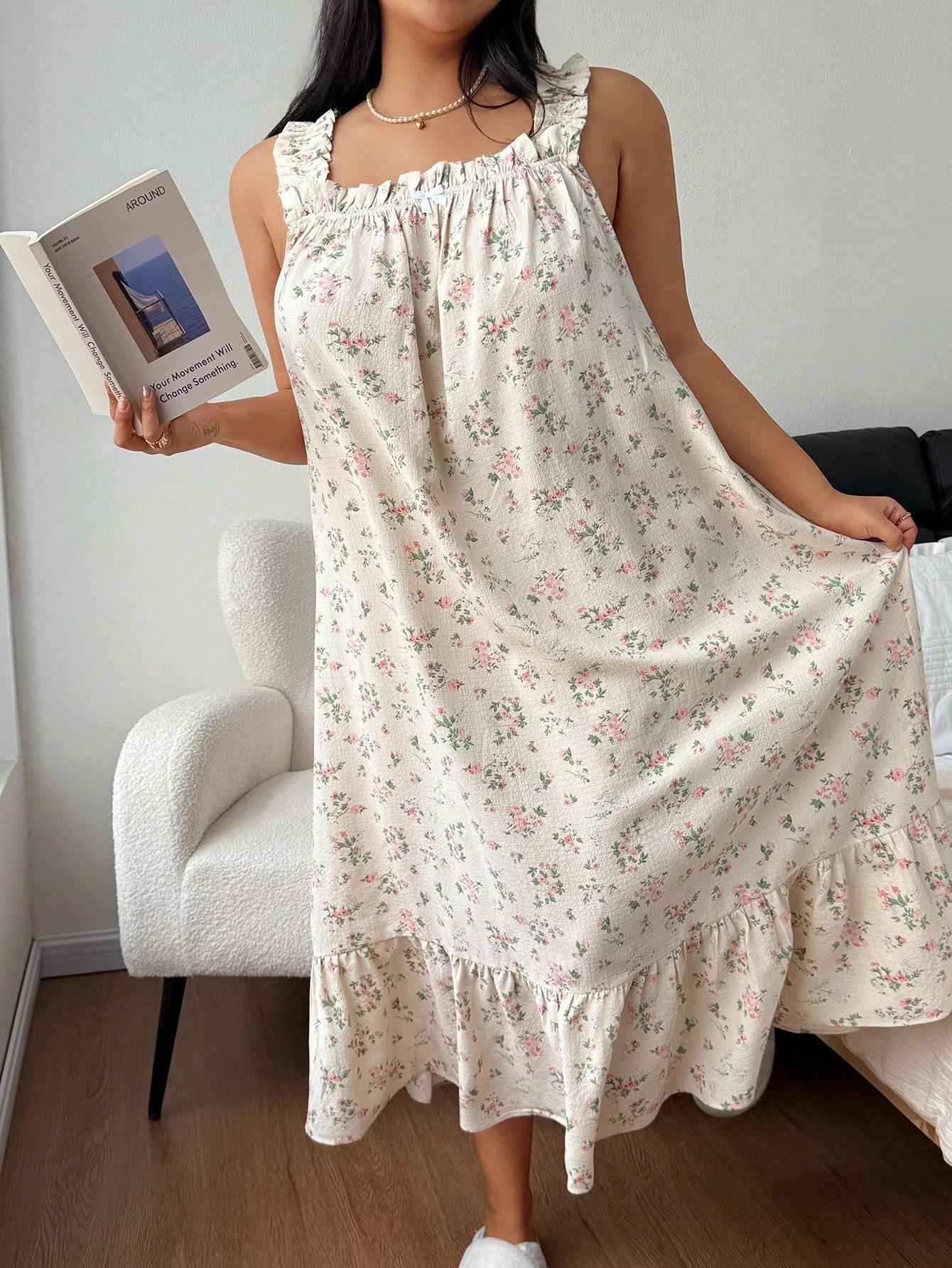 Women's Light Vintage Vibe Oversized Knit Cottagecore Floral Print ...