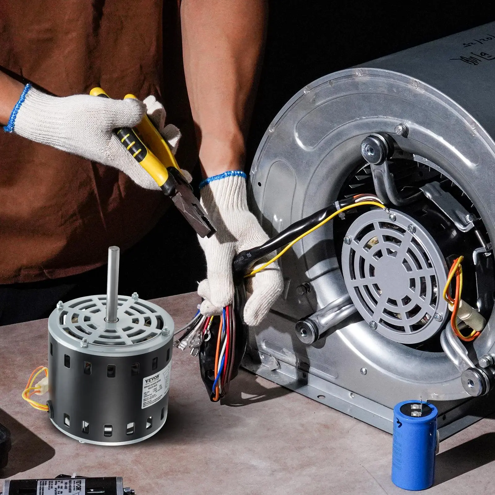【fathersdaygift】VEVOR 1/2HP Furnace Blower Motor,208/230V 2 ...