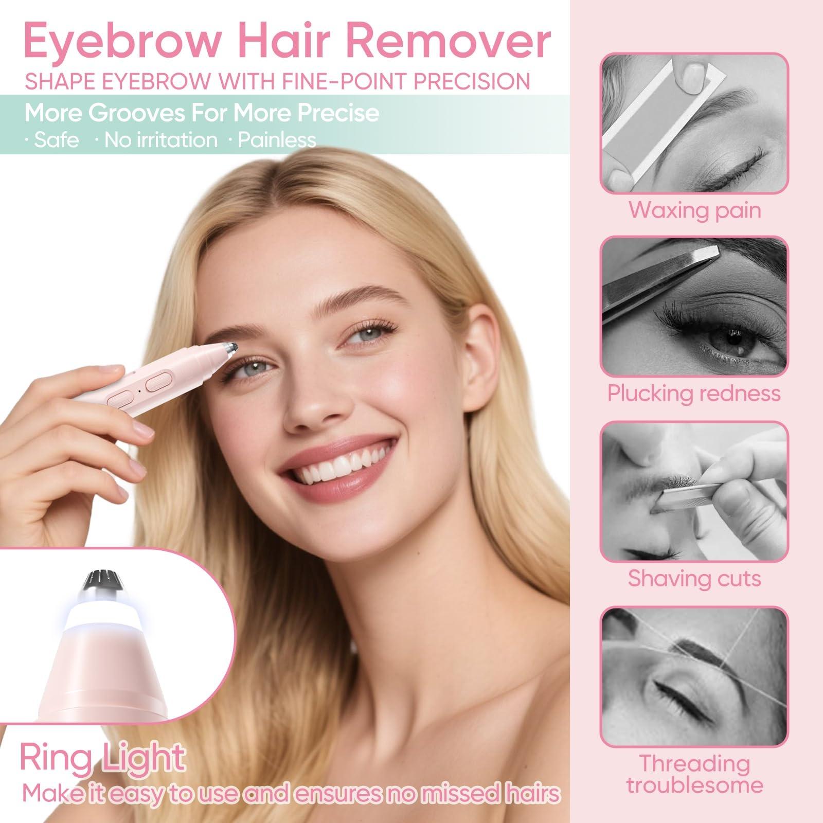 Facial Hair Remover & Eyebrow Trimmer 2 in 1 Rechargeable Face Razor ...